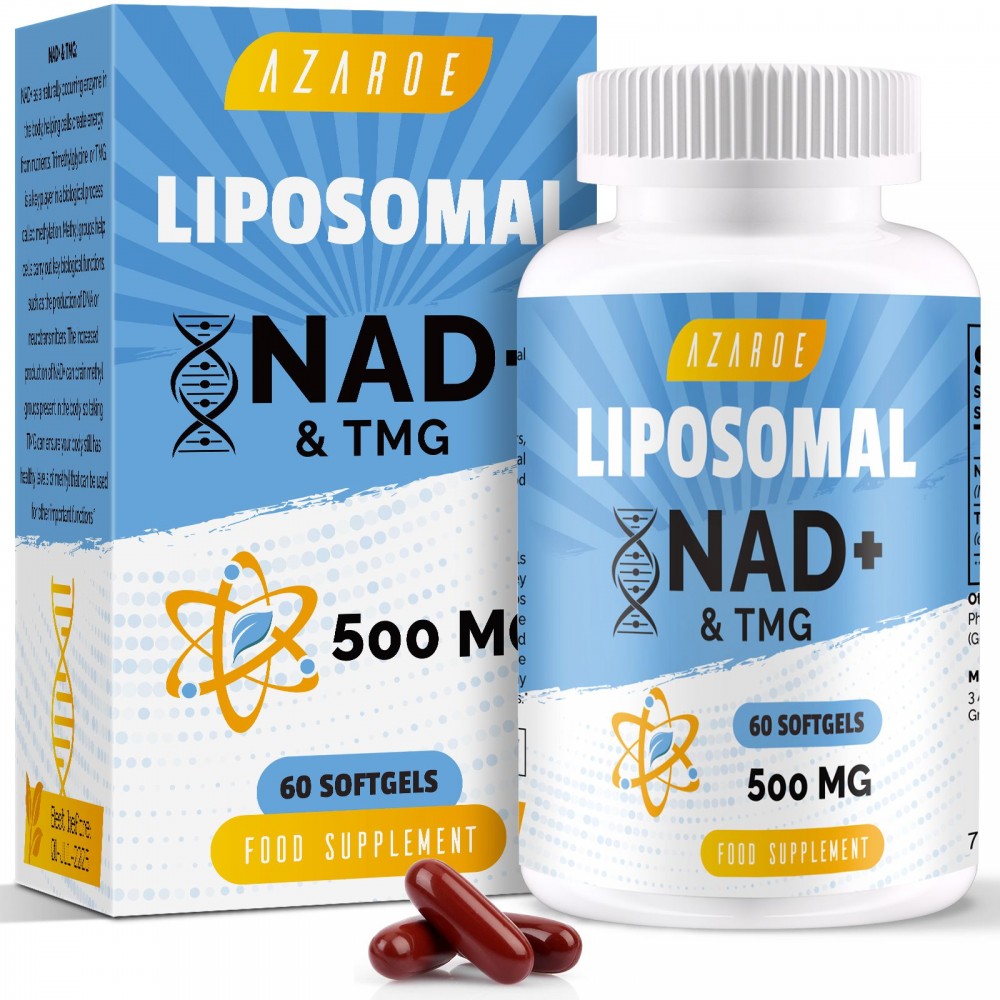Buy Azaroe Liposomal NAD+ Softgels 500mg with TMG 250mg 60 Softgels
